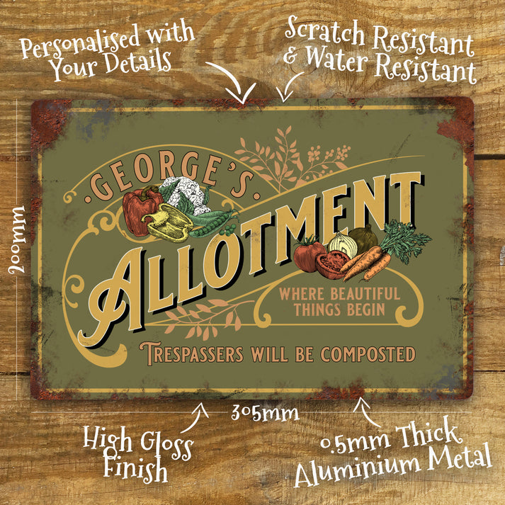 Personalised Allotment Sign Garden Vegetable Patch Metal Door Wall Sig ...